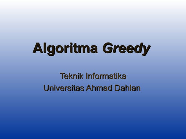 Algoritma Greedy | PPTX