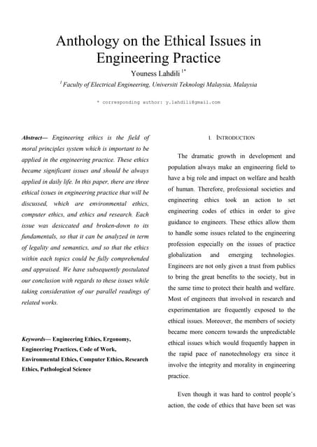 Professional responsibility and the role of the engineer | PPT