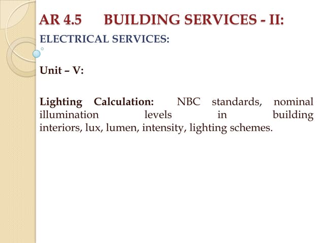 Electrical lighting design and calculations | PPTX