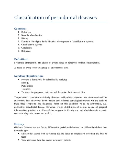 Classification of periodontitis | PDF | Dental Health | Diseases and ...