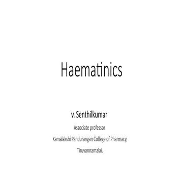 Paramedical - Pharmacology notes - Hematinic | PPTX