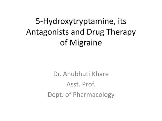Seretonin (5HT) and Its Antagonists Pharmacology | PPTX