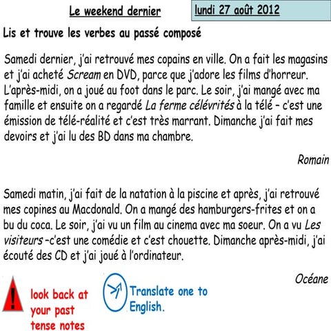 Passé composé revision | PPT