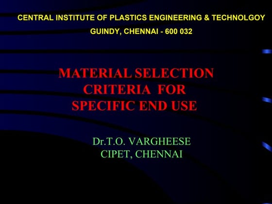 Material Selection | PPTX | Physics | Science