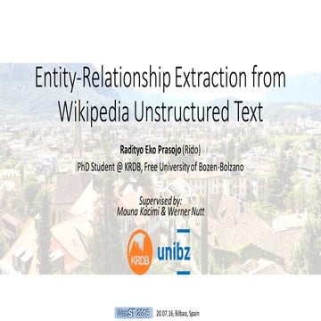 Entity Relationship Extraction From Wikipedia Unstructured Text Overview Ppt