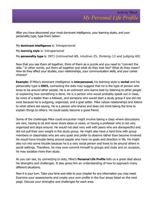 My personal life profile | PDF