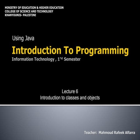 5 Programming Using Java Intro Tooop20102011 Ppt