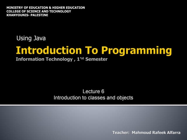 5 Programming Using Java Intro Tooop20102011 Ppt