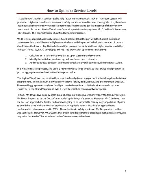 5 service level optimization | DOCX 5 service level optimization | DOCX