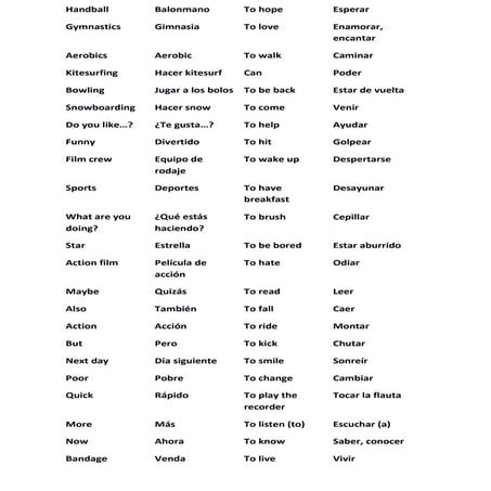 Lista verbos regulares | ODT