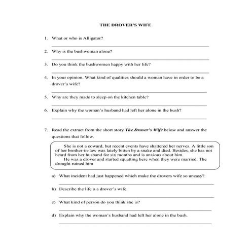 The Drovers Wife | PDF