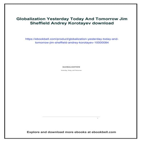Globalization Yesterday Today And Tomorrow Jim Sheffield Andrey ...