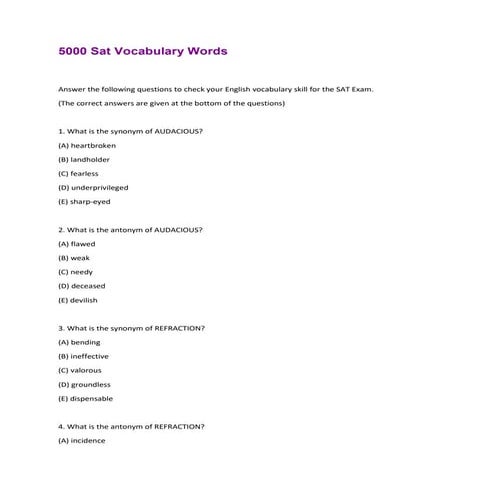 5000 Sat Vocabulary Words | PDF