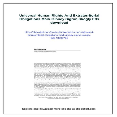 Universal Human Rights And Extraterritorial Obligations Mark Gibney ...