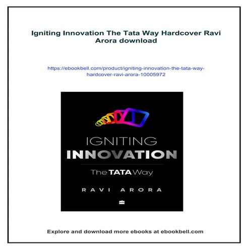 Igniting Innovation The Tata Way Hardcover Ravi Arora | PDF
