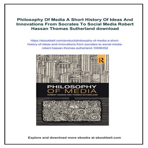 Philosophy Of Media A Short History Of Ideas And Innovations From ...
