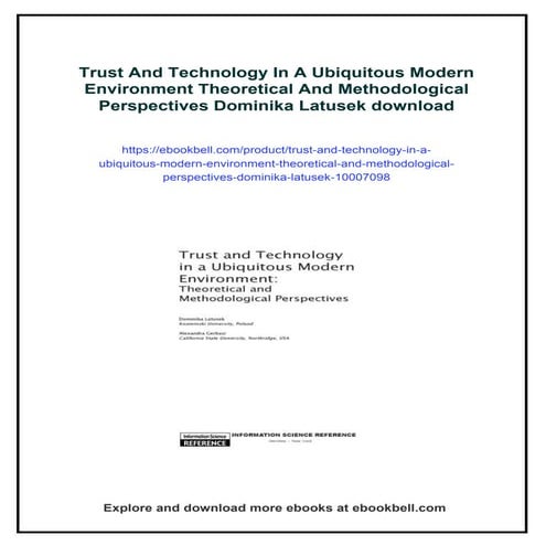 Trust And Technology In A Ubiquitous Modern Environment Theoretical And ...