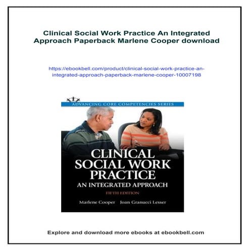 Clinical Social Work Practice An Integrated Approach Paperback Marlene Cooper | PDF