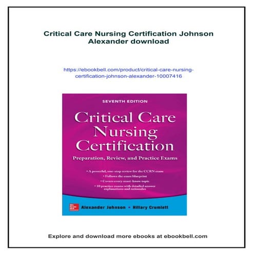 Critical Care Nursing Certification Johnson Alexander | PDF
