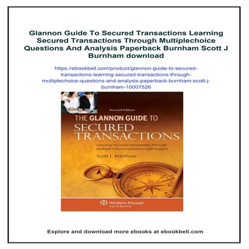 Glannon Guide To Secured Transactions Learning Secured Transactions Through Multiplechoice ...