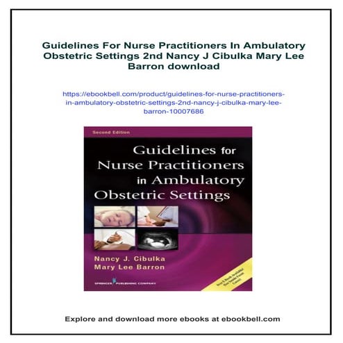 Guidelines For Nurse Practitioners In Ambulatory Obstetric Settings 2nd ...