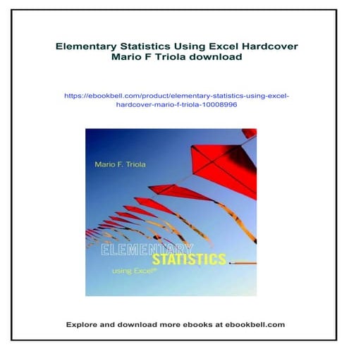 Elementary Statistics Using Excel Hardcover Mario F Triola | PDF