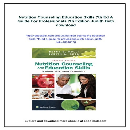 Nutrition Counseling Education Skills 7th Ed A Guide For Professionals ...