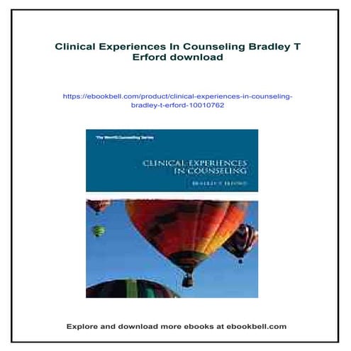 Clinical Experiences In Counseling Bradley T Erford | PDF