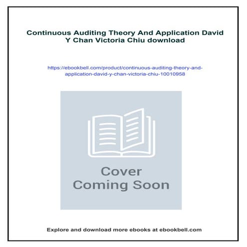 Continuous Auditing Theory And Application David Y Chan Victoria Chiu | PDF