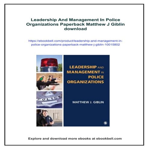 Leadership And Management In Police Organizations Paperback Matthew J ...