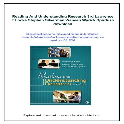 Reading And Understanding Research 3rd Lawrence F Locke Stephen ...