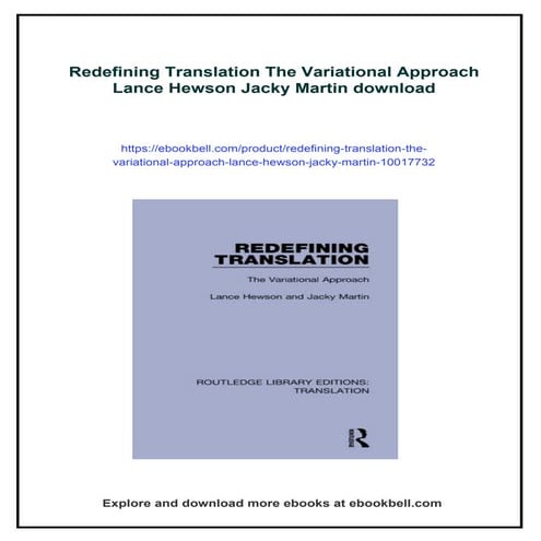 Redefining Translation The Variational Approach Lance Hewson Jacky ...