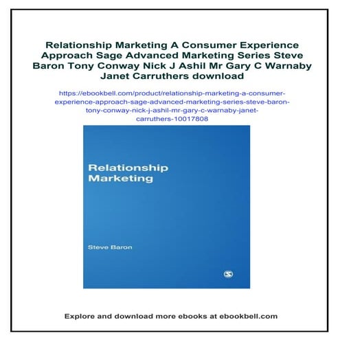 Relationship Marketing A Consumer Experience Approach Sage Advanced ...