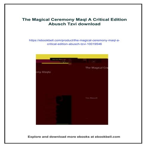 The Magical Ceremony Maql A Critical Edition Abusch Tzvi | PDF