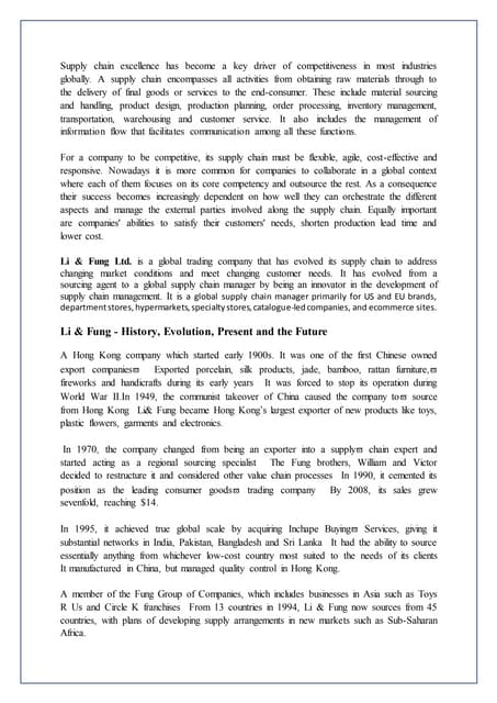 Li & Fung case study | PPTX | Logistics | Business