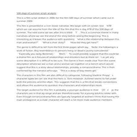 500 days of summer script analysis | DOCX