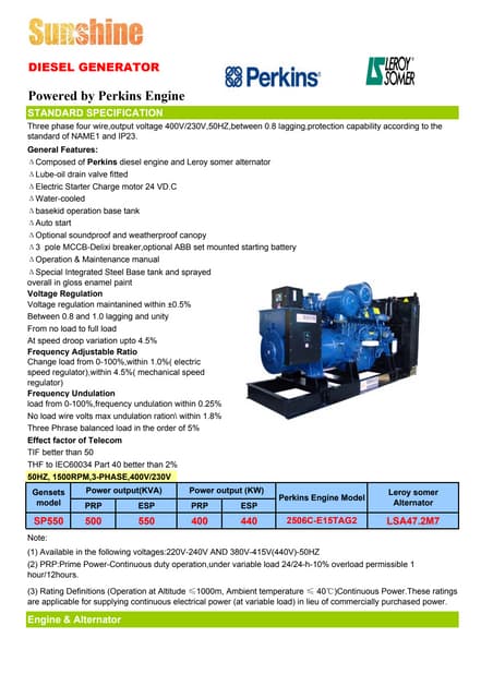 Sd150 Deutz generator Data Sheet S | PDF