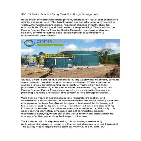 500 m3 Fusion Bonded Epoxy Tank For Sludge Storage tank.docx