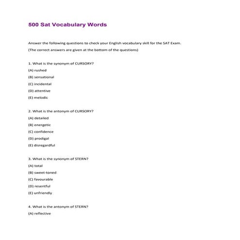 500 Sat Vocabulary Words | PDF