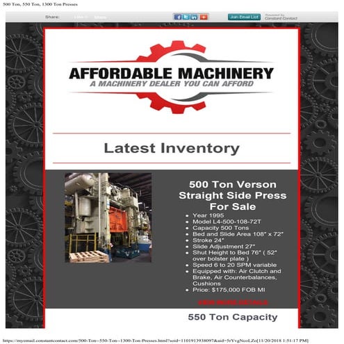 350 Ton Capacity HIM Hwail Press For Sale | PDF