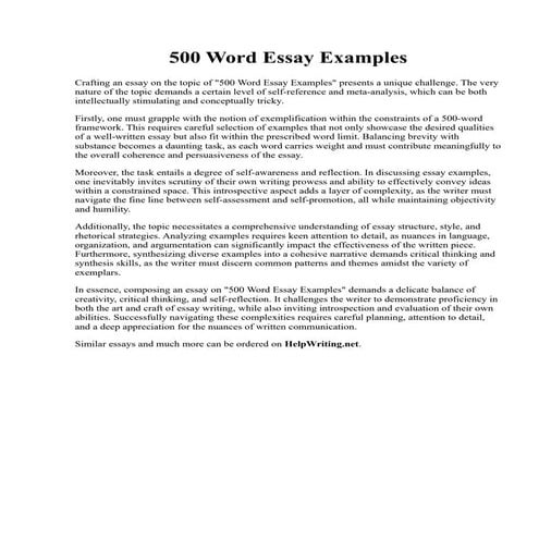 500 Word Essay Examples | PDF