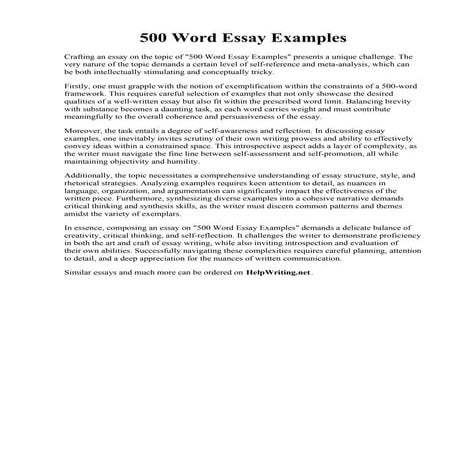 500 Word Essay Examples | PDF