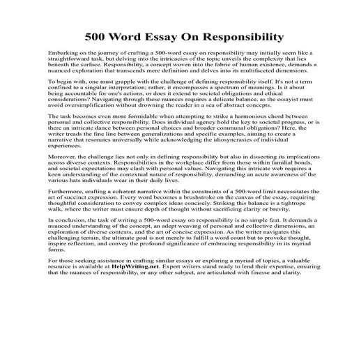 500 Word Essay Examples | PDF