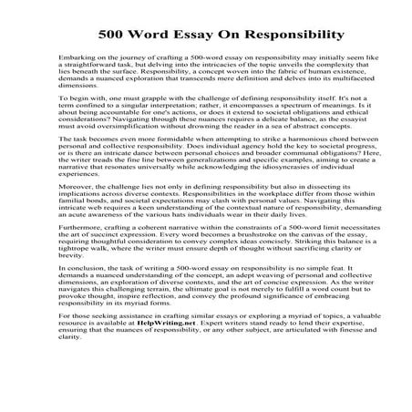 500 Word Essay On Responsibility.pdf