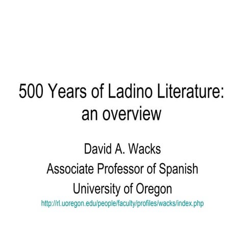 500 Years Of Ladino Literature: An Overview | PPT