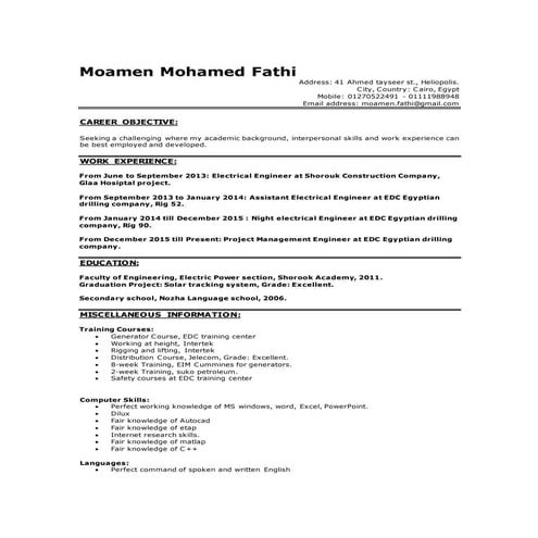 Moamen Fathi CV | PDF
