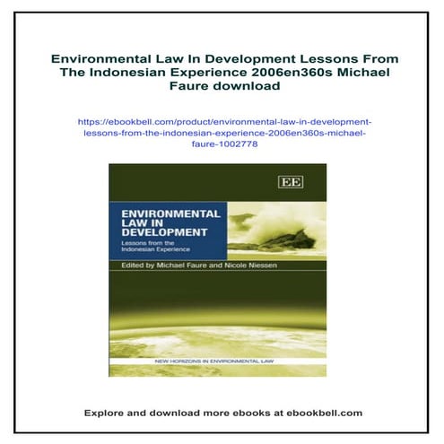 Environmental Law In Development Lessons From The Indonesian Experience ...