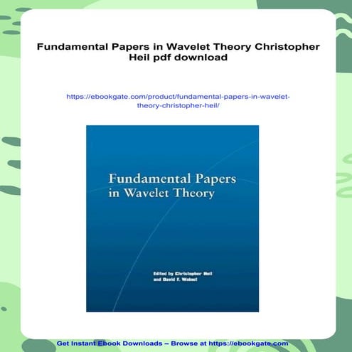Fundamental Papers in Wavelet Theory Christopher Heil | PDF