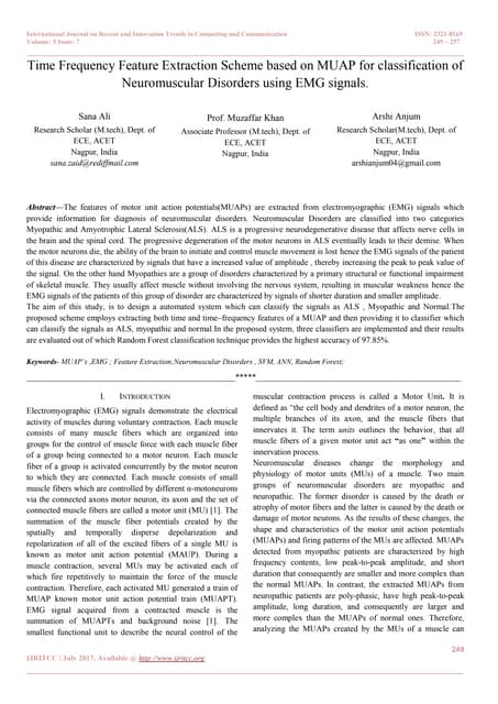Time Frequency Feature Extraction Scheme Based On Muap For