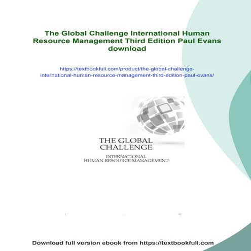 The Global Challenge International Human Resource Management Third Edition Paul Evans | PDF